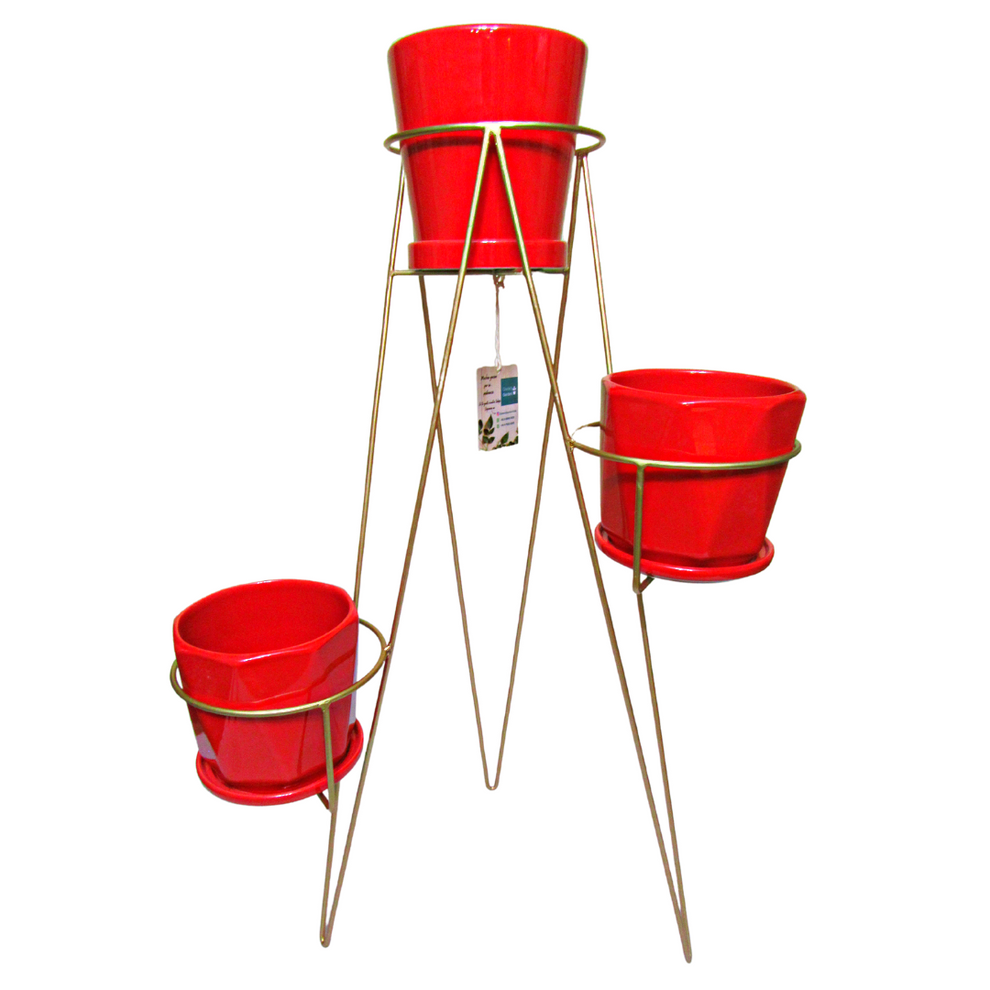 Porta Maceteros de Fierro Triple LMS – Graces Garden